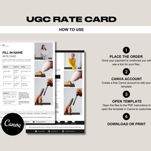 Editable UGC Rate Card - Template - Beige and Black Minimalistic ...