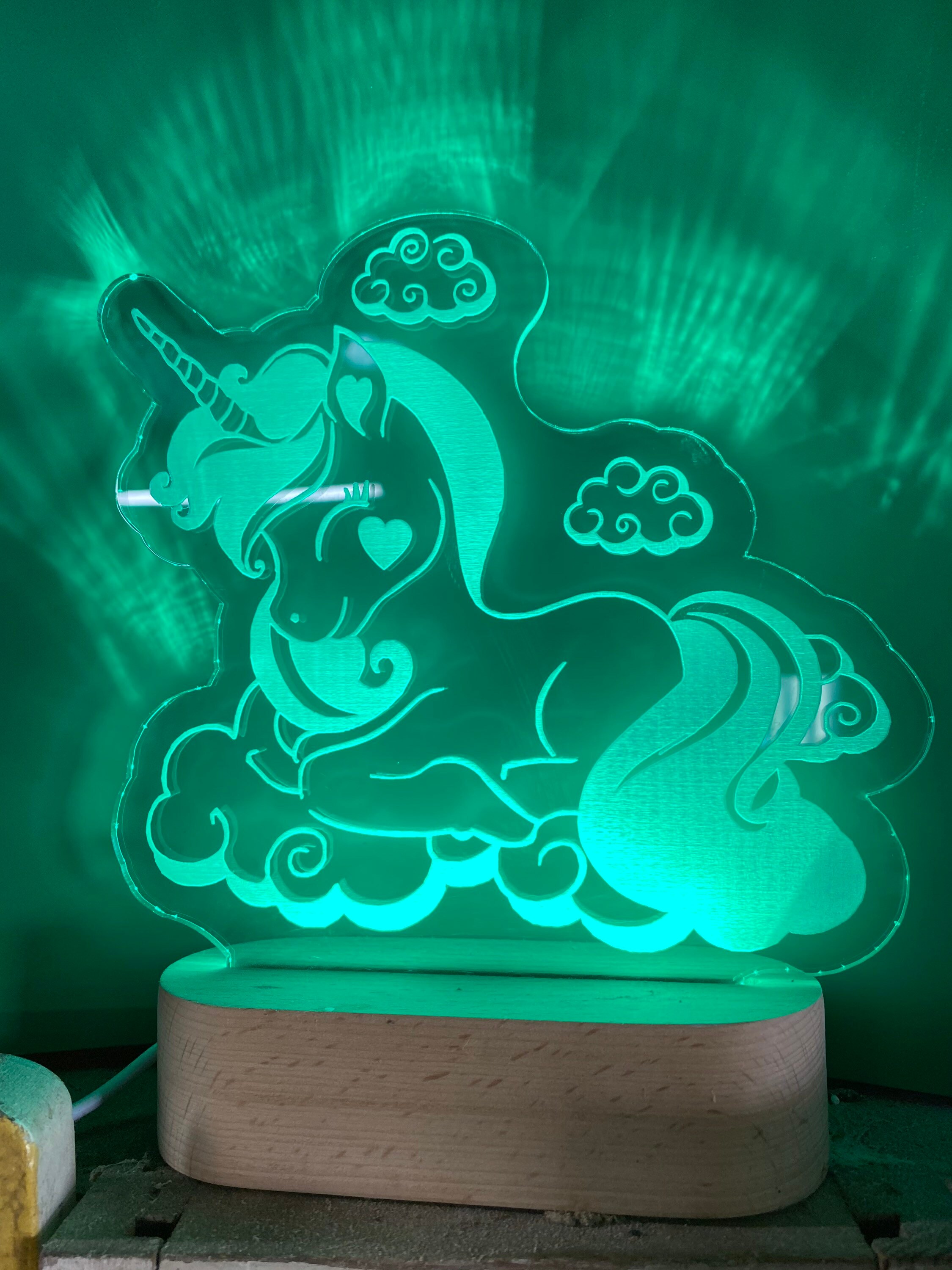 Acrylic customised led display lamp with quality solid wooden base,LED ...