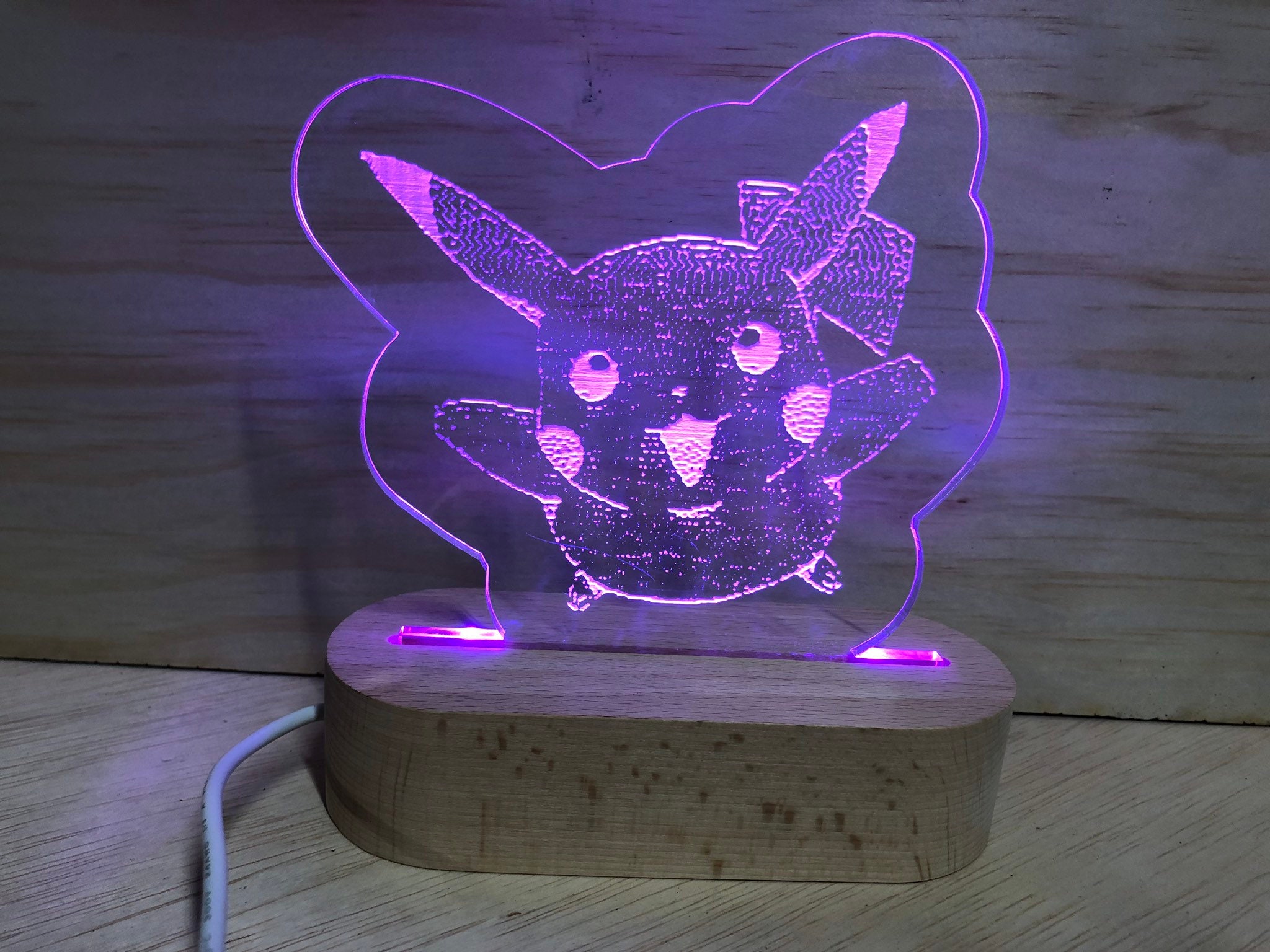 Acrylic customised led display lamp with quality solid wooden base,LED ...
