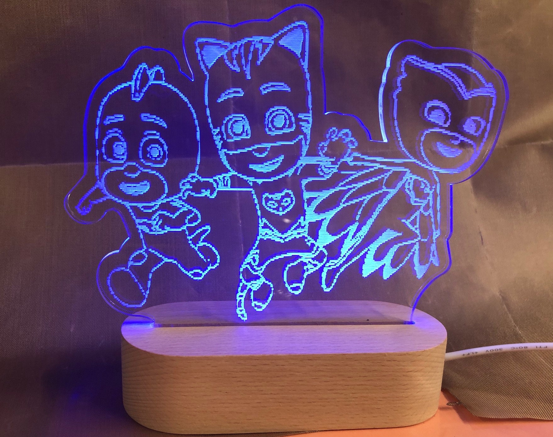 Acrylic customised led display lamp with quality solid wooden base,LED ...
