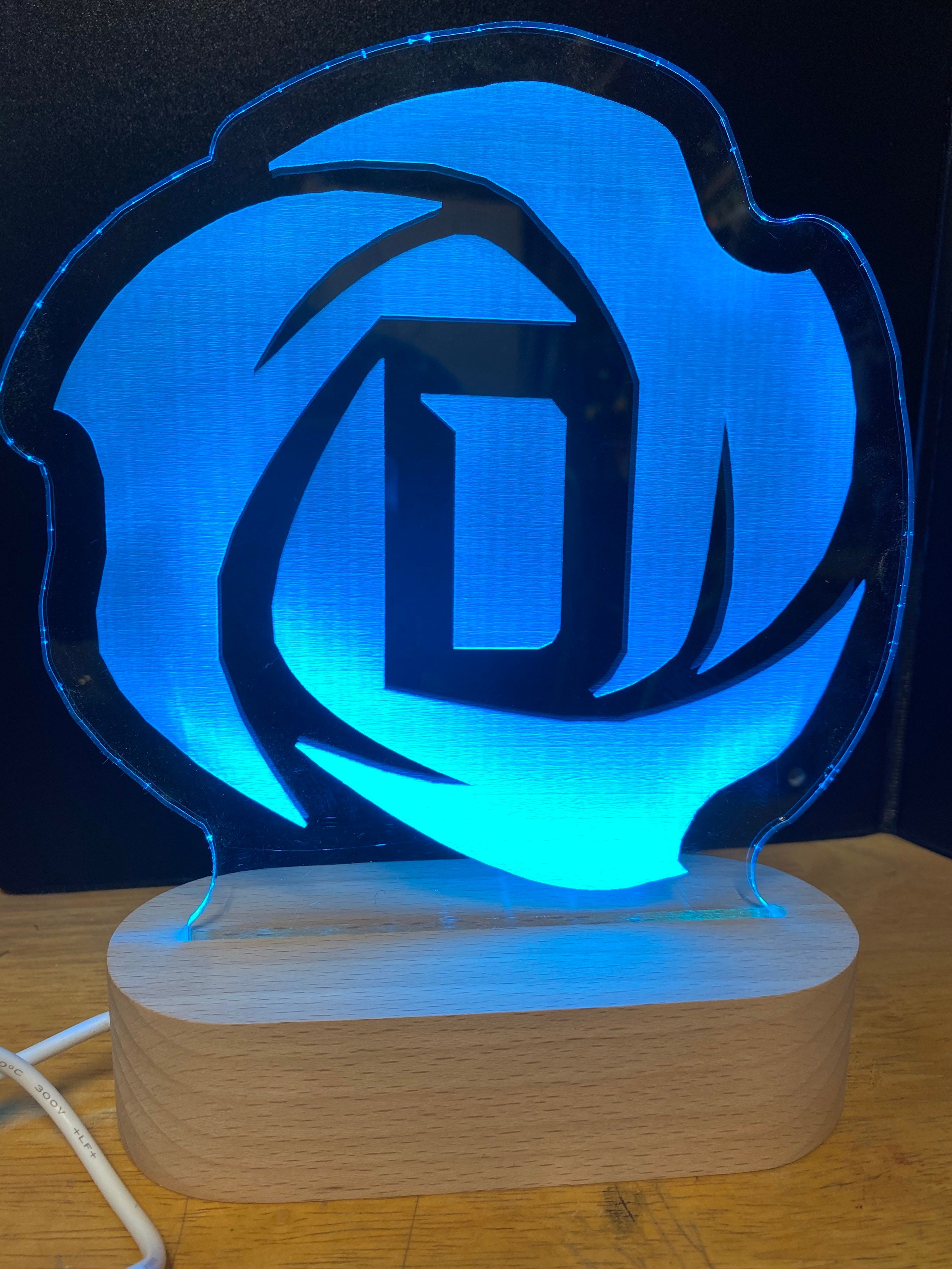 Acrylic customised led display lamp with quality solid wooden base,LED ...