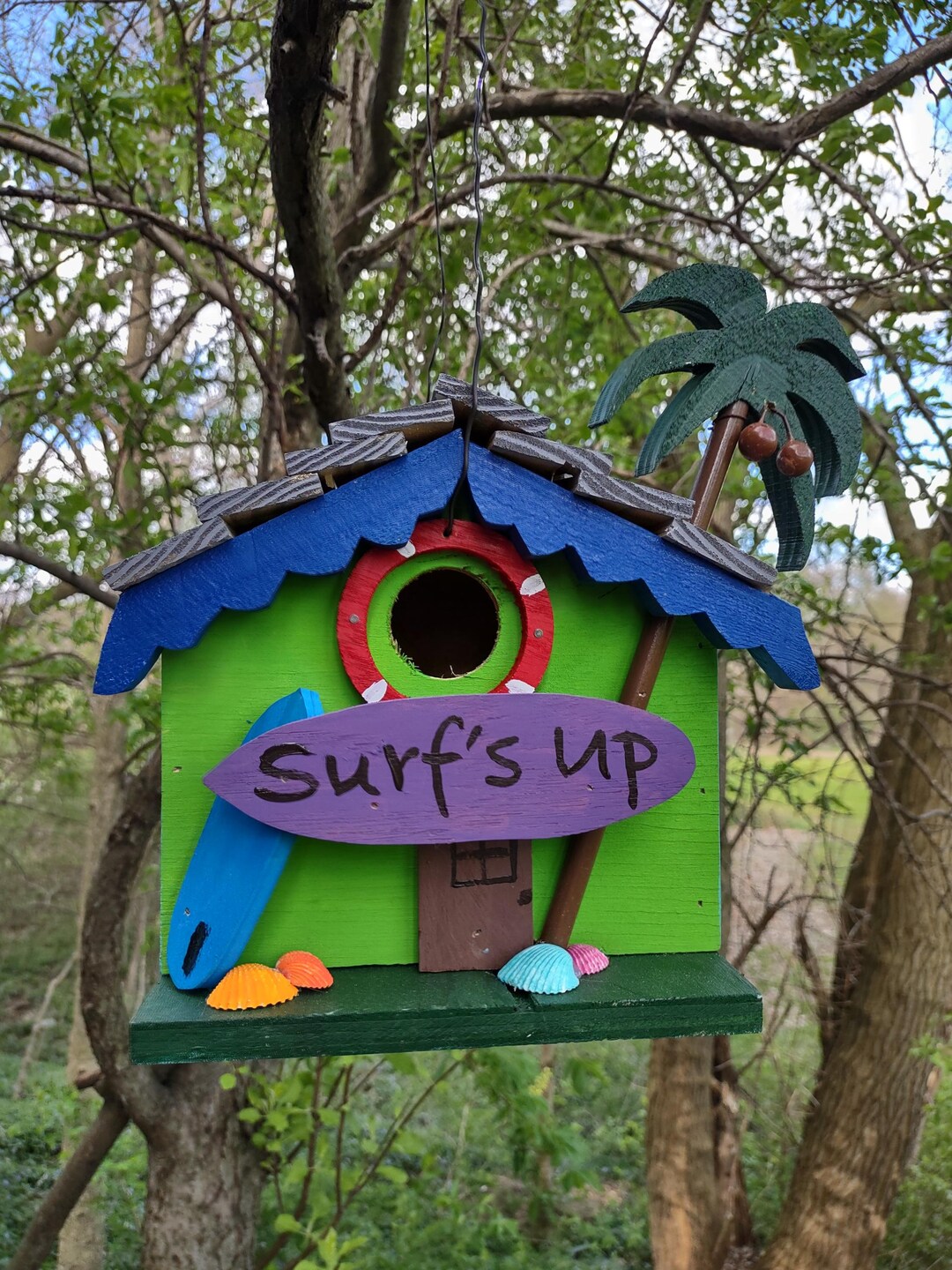 Birdhouse for Wrens | Surf Shop Bird Box | Gift for Lake House, Beach ...