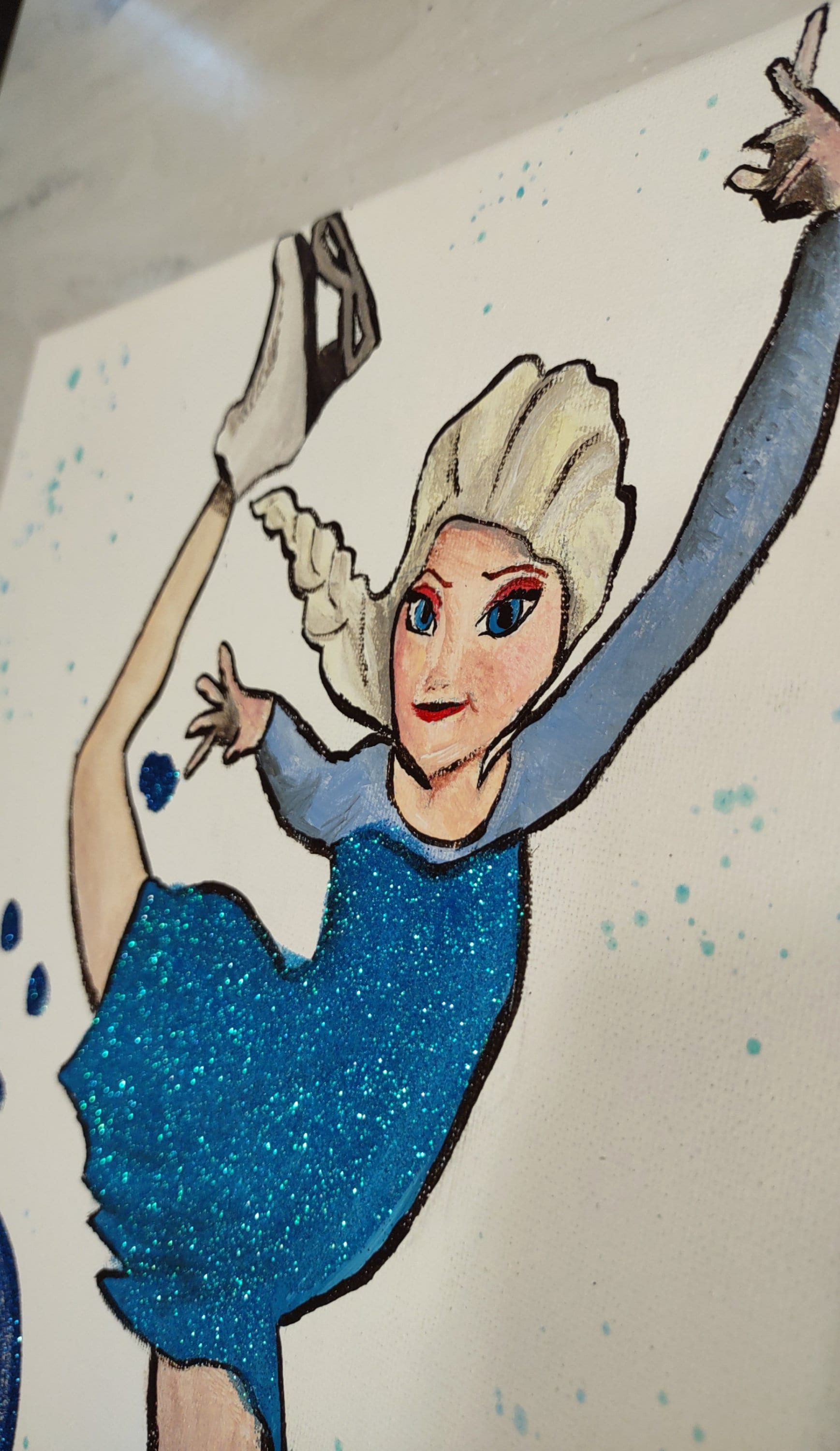 Hand-painted Elsa Ice Skater Painting With Watercolor and - Etsy
