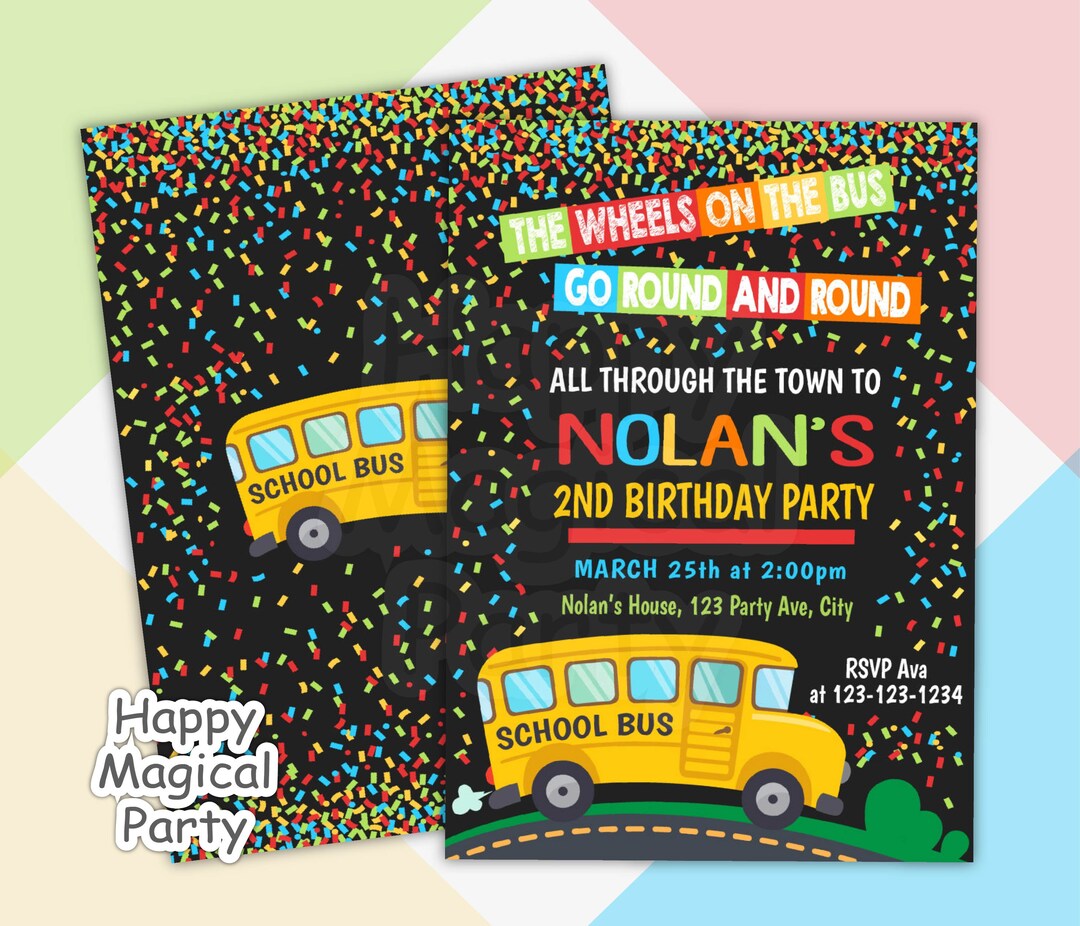 School Bus Invitation School Bus Birthday Invitation School - Etsy