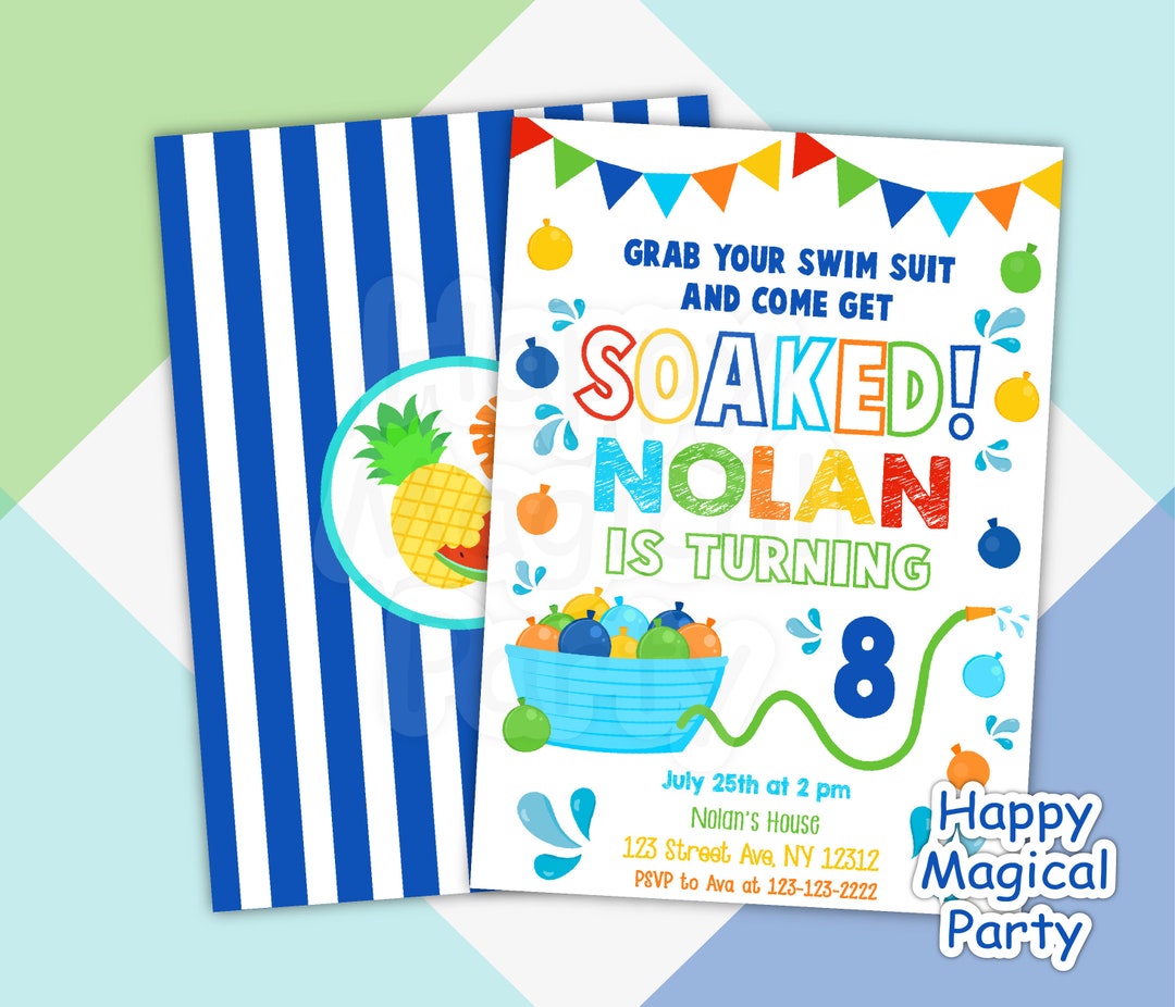 Water Balloon Invitation Water Fight Invitation Water Toys - Etsy