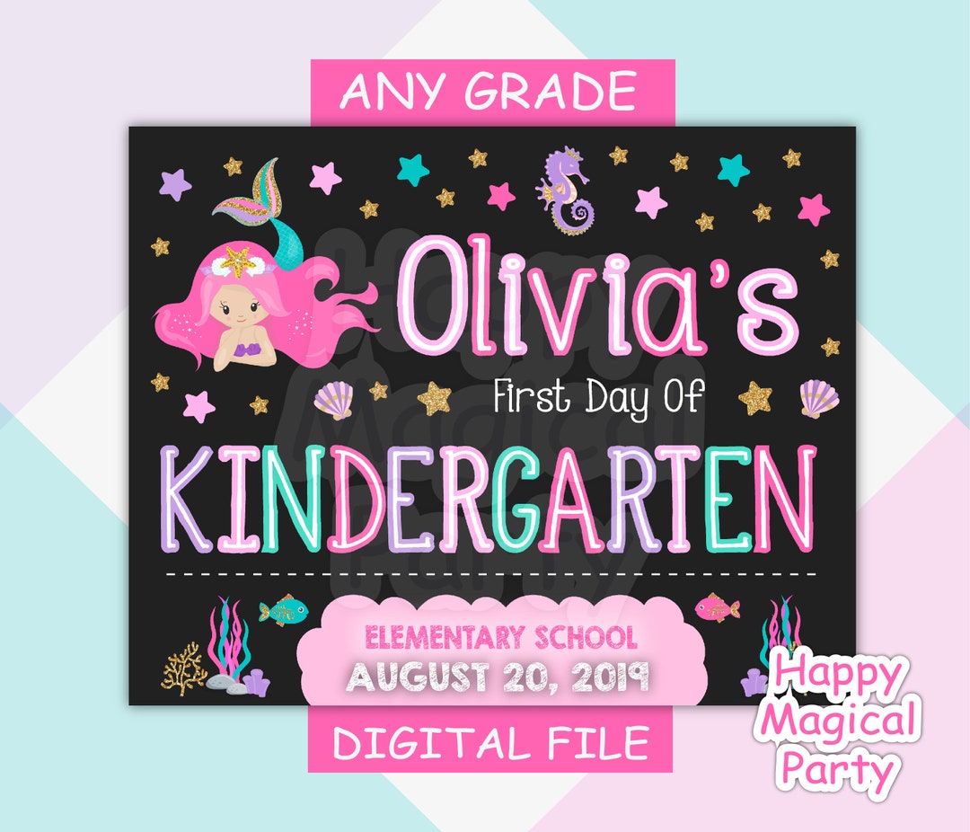 First Day of School Sign, Mermaid Poster, Mermaid First Day of School ...