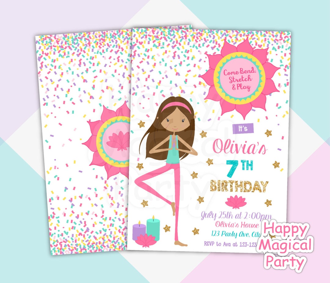 Yoga Birthday Invitation, Yoga Party Invitation, Yoga - Etsy
