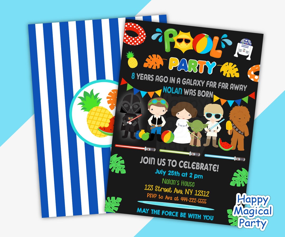 Star Wars Pool Party Invitation, Pool Party Invitation, Birthday ...
