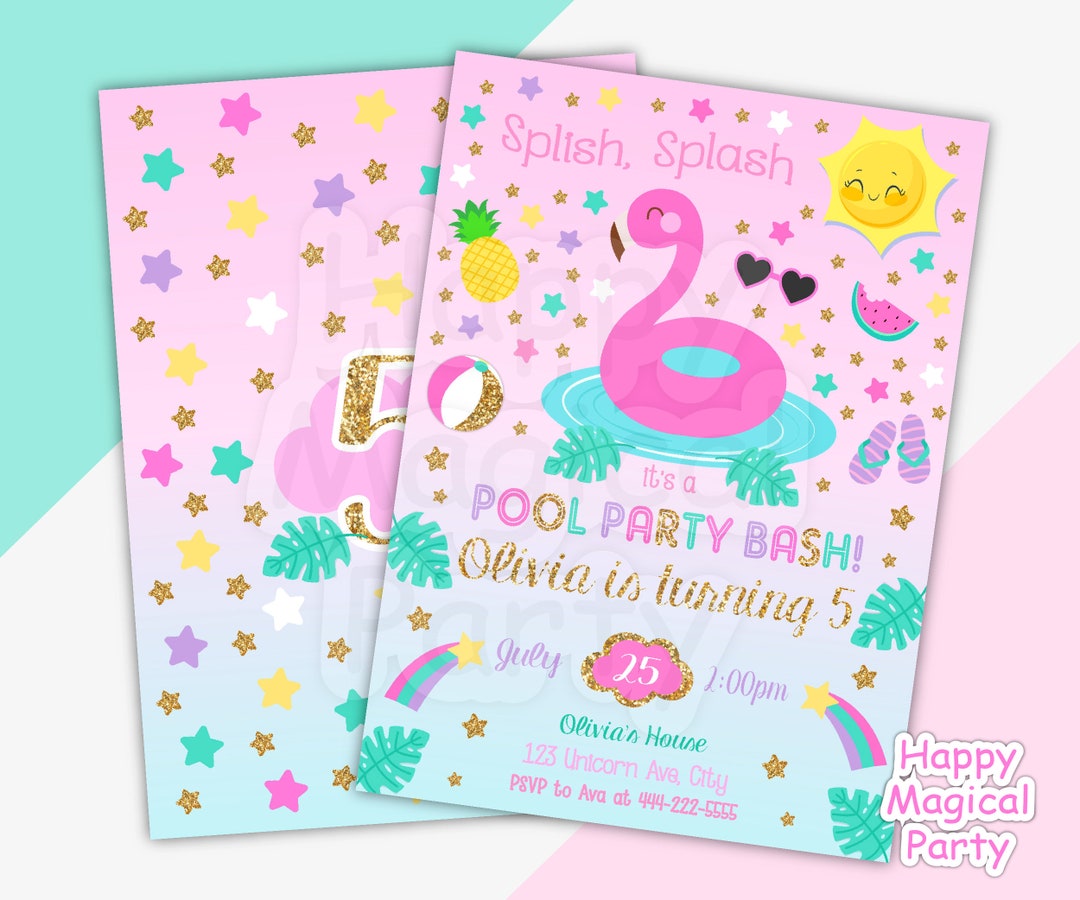 Flamingo Pool Party Invitation Flamingo Party Flamingo - Etsy