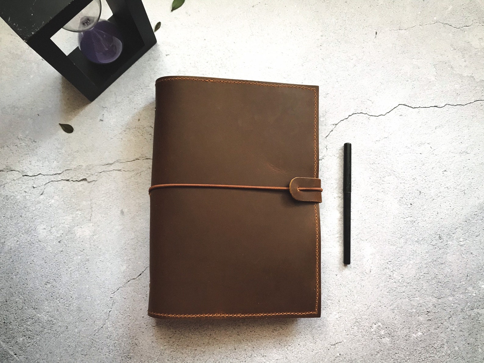 A5 Size Personalized Leather Journal With Strap Engraving - Etsy