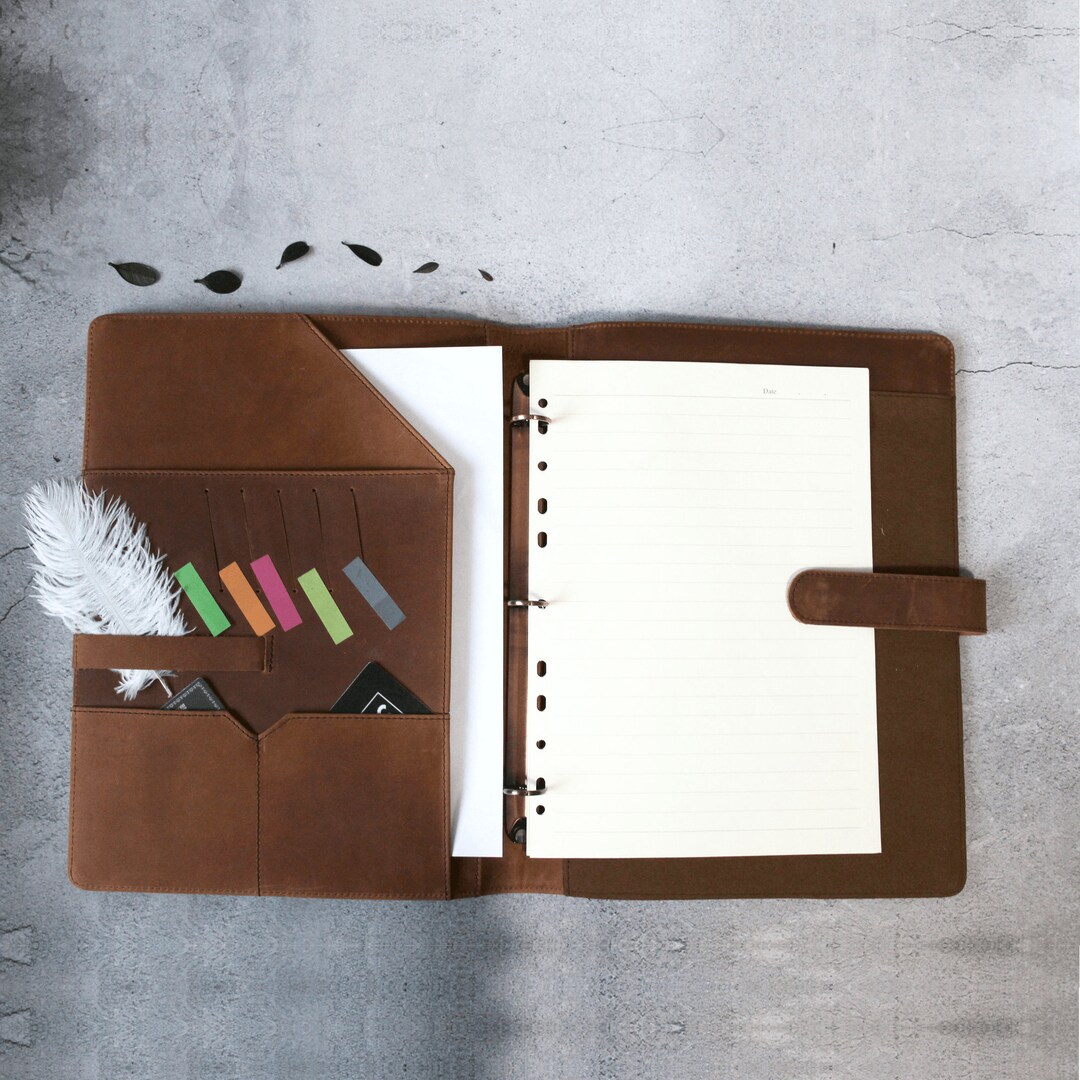Vintage Custom 3-ring Binder Retro-look Leather Padfolio/ - Etsy