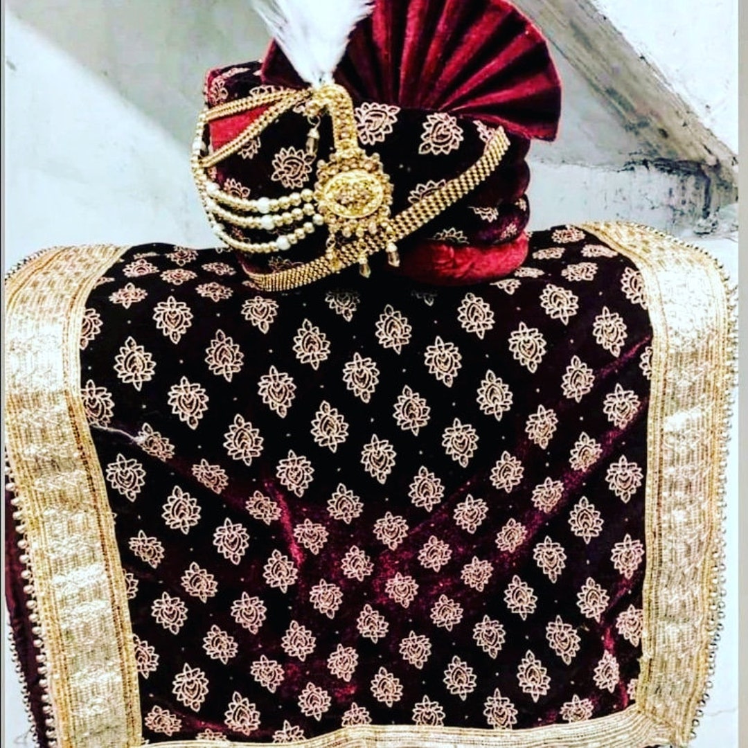Traditional Indian Royal Ethnic Wedding Velvet Pagdi and Stole Royal ...