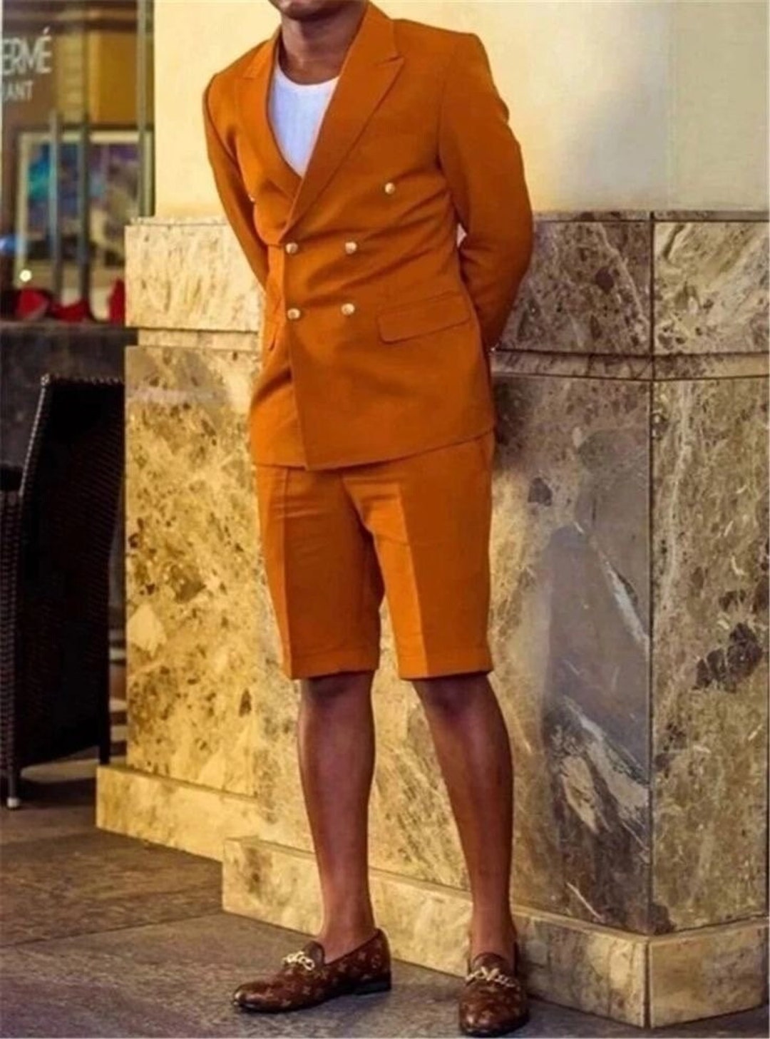 Mens Linen 2 Piece Suit Summer Coat Suit Shorts for Men Wedding Suit ...