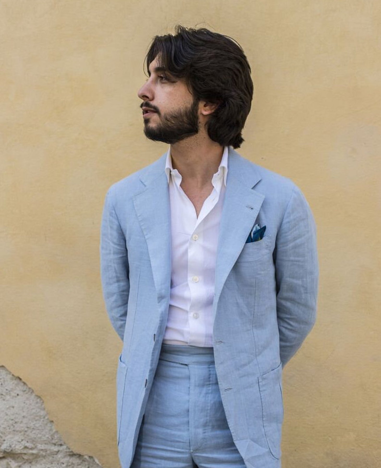 Light Blue Linen Suits Wedding Suits, Groom Wear Suits, Summer Suits ...