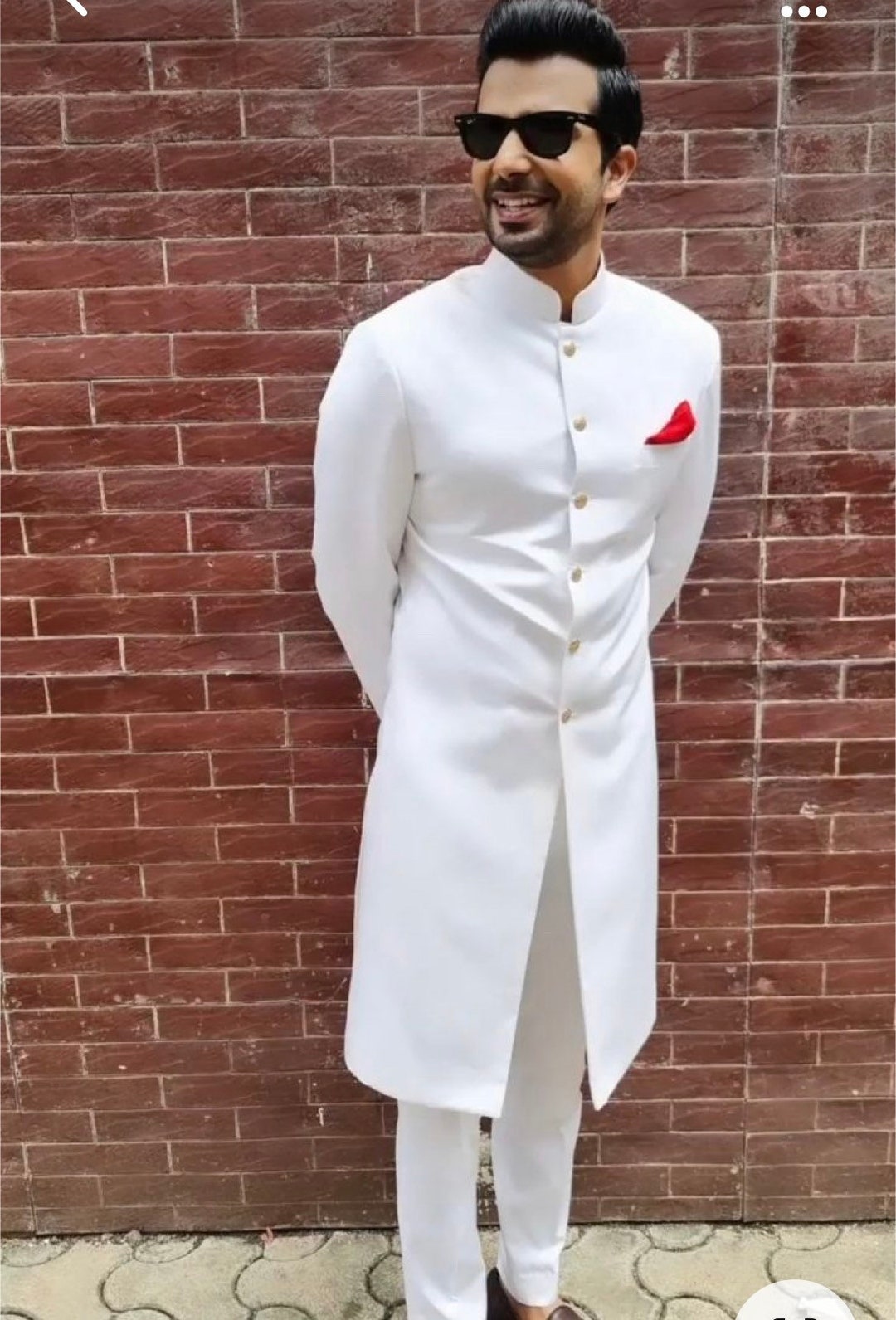 Sherwani for Men Pure White Sherwani With White Mojari - Etsy