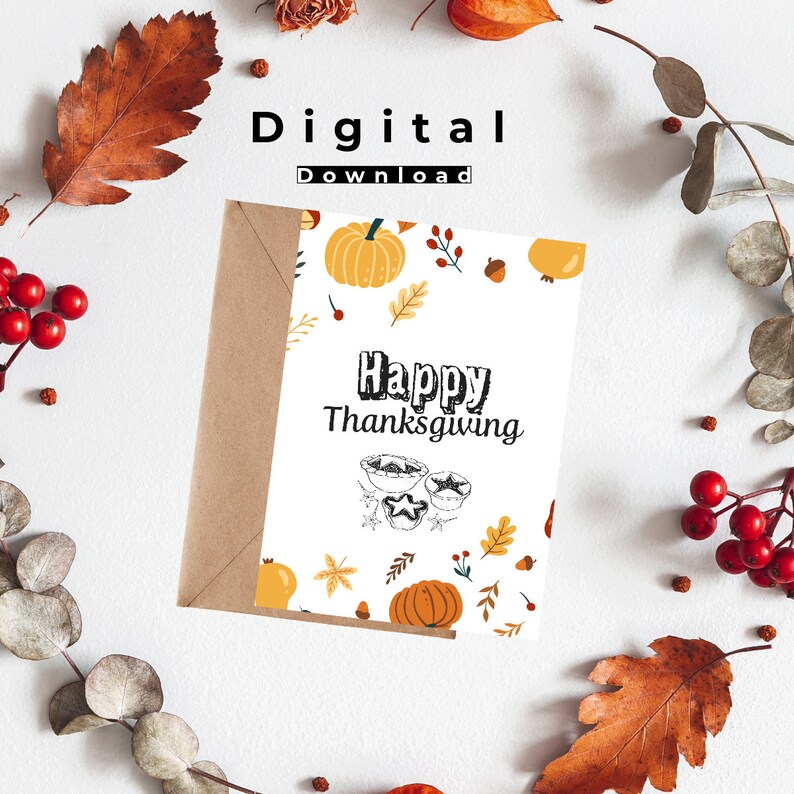 Happy Thanksgiving Card / Printable Thanksgiving Templates / Fall ...