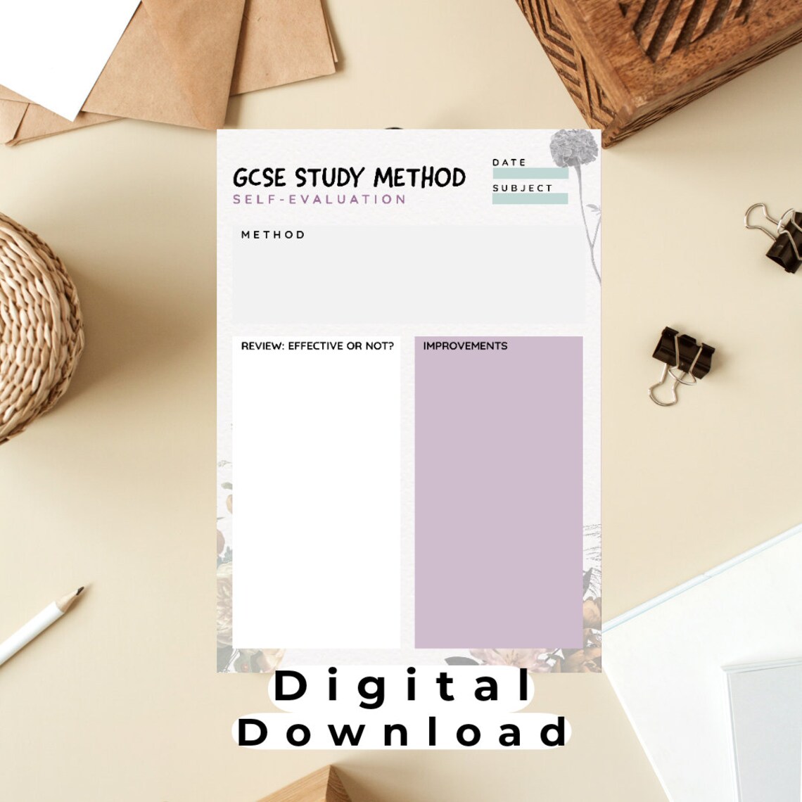 GCSE Study Method Evaluation Checklist,cute Student Life Study Planner ...