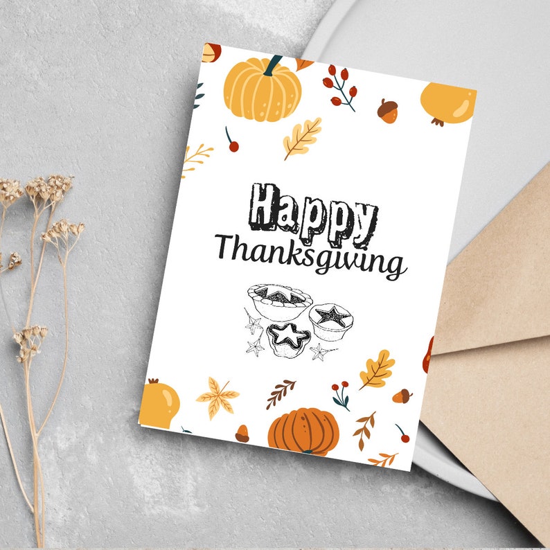 Happy Thanksgiving Card / Printable Thanksgiving Templates / Fall ...