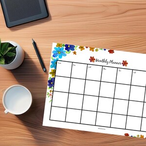 Undated Monthly Planner Printable Landscape,monday & Sunday Start,ink ...