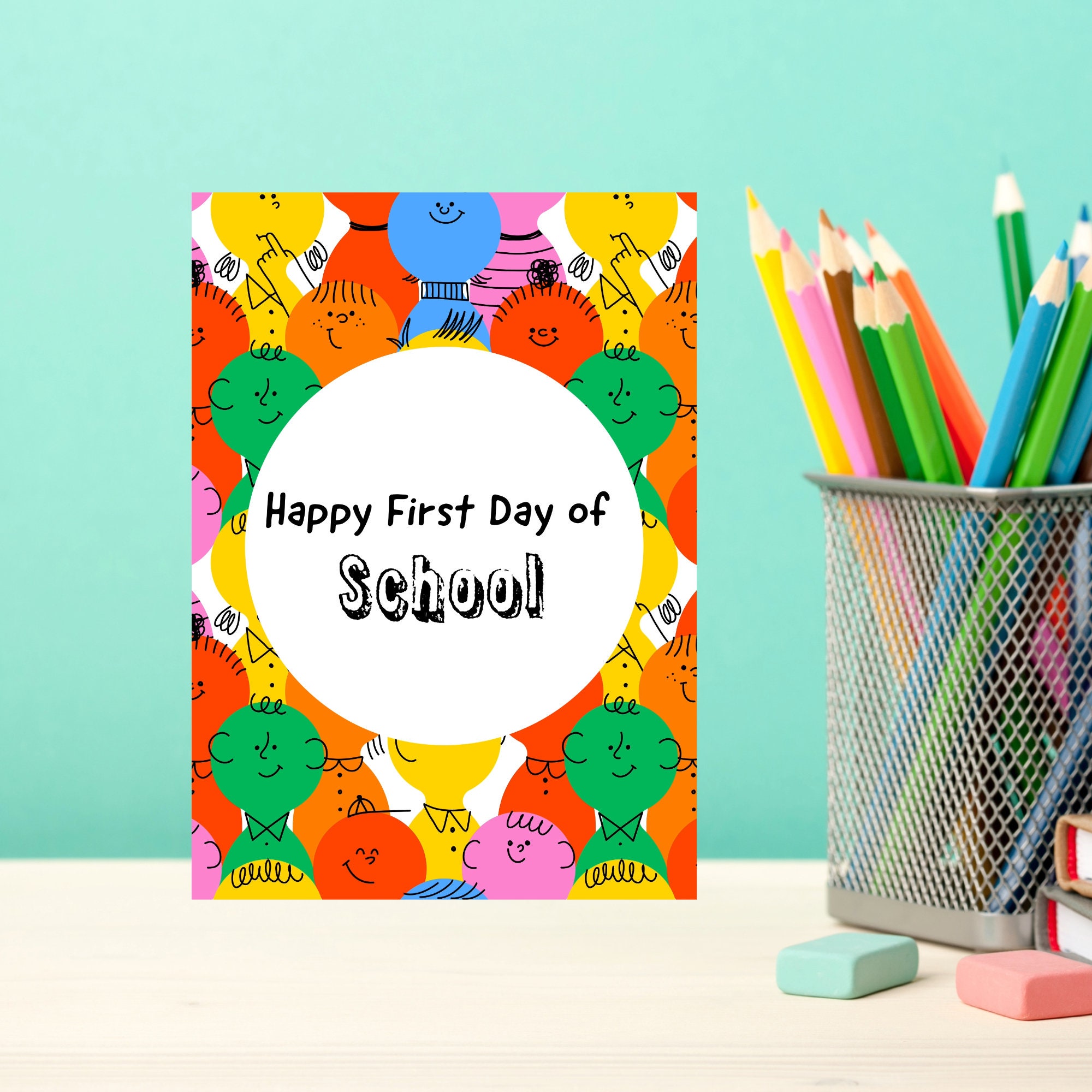 First Day of School Card / Happy First Day of School Card / Printable ...