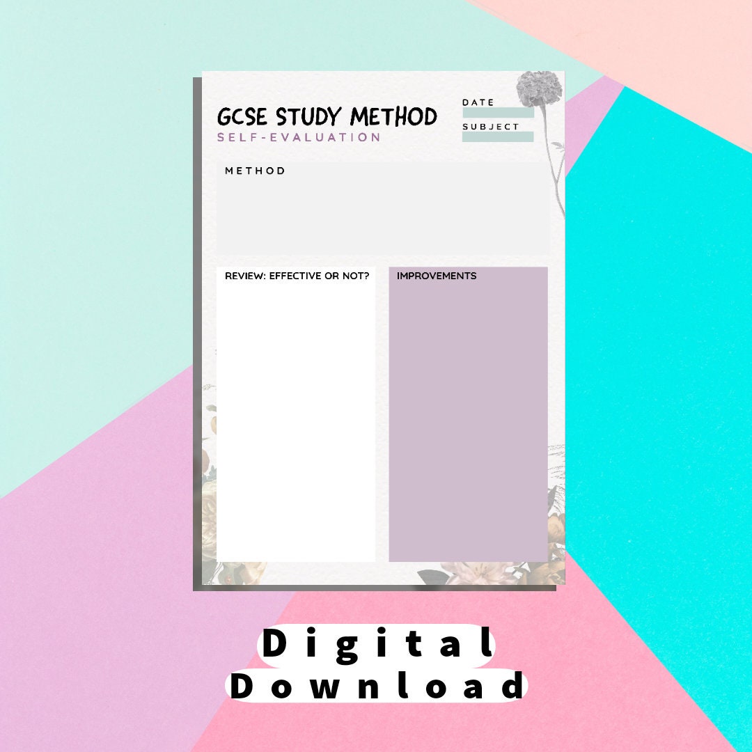GCSE Study Method Evaluation Checklist,cute Student Life Study Planner ...