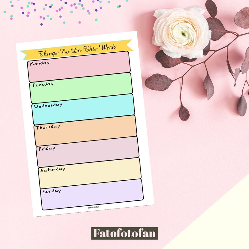 Weekly Planner Printable to Do List, Colourful Weekly Planner, Weekly ...