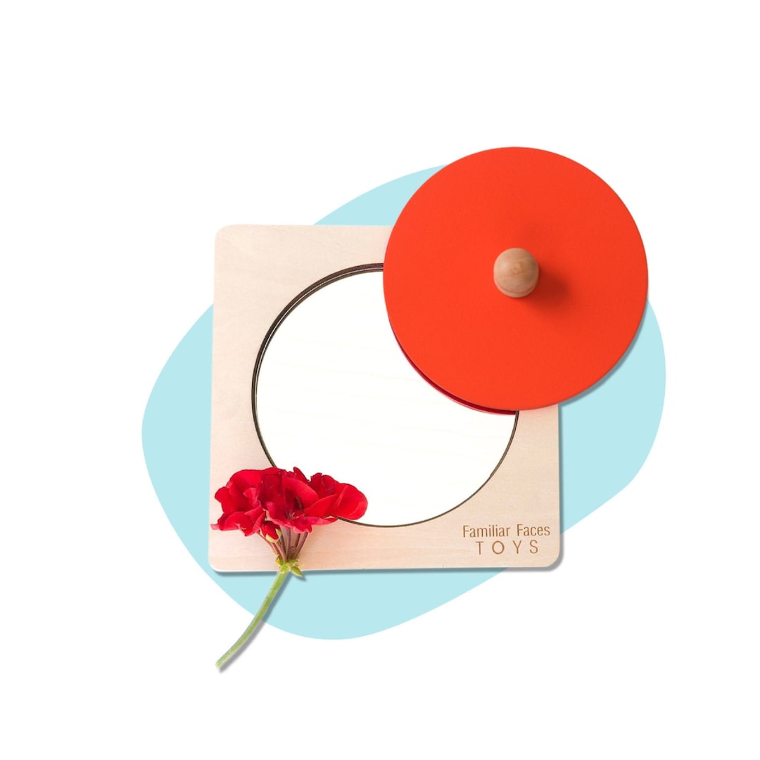 Montessori Mirror Puzzle | Mirror Wood Peekaboo Puzzle for Baby ...