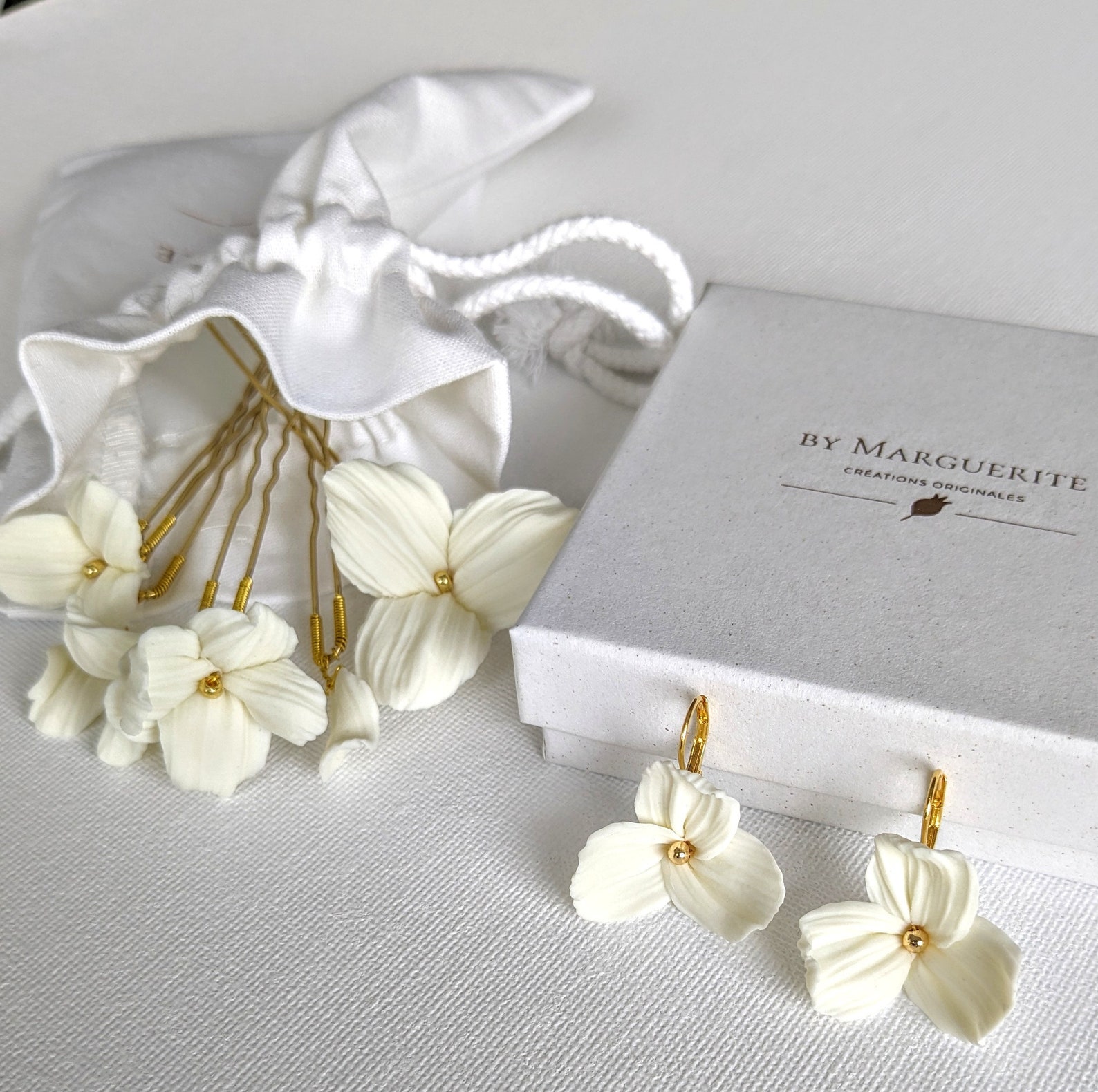 "grace" Earring, Cold Porcelain and Pearls - Etsy