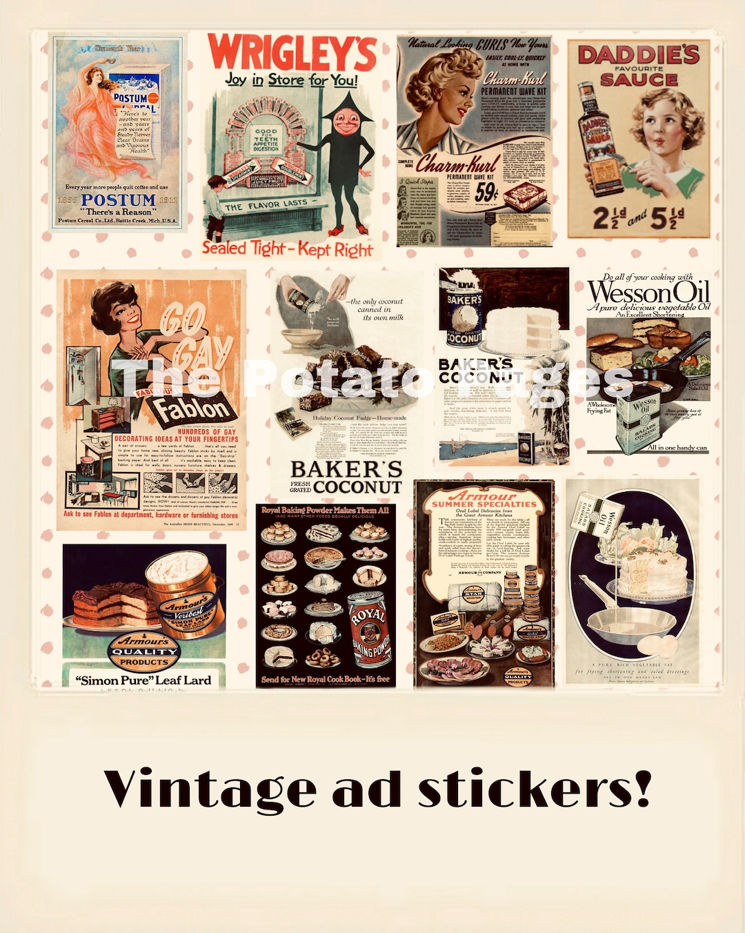 Vintage Ad Sticker Sheet two Sheets Worth - Etsy