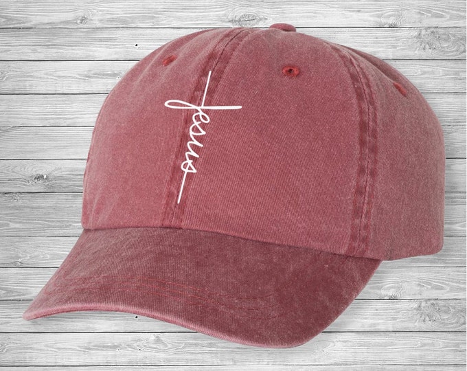 Jesus Cursive Hat, Christian Hat,pigment Dyed Hat, Birthday Gifts for ...