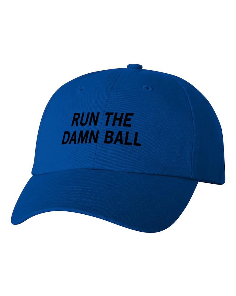 Run the Damn Ball Dad Hat Colts Theme Vinyl Design Royal Blue W/ Black ...