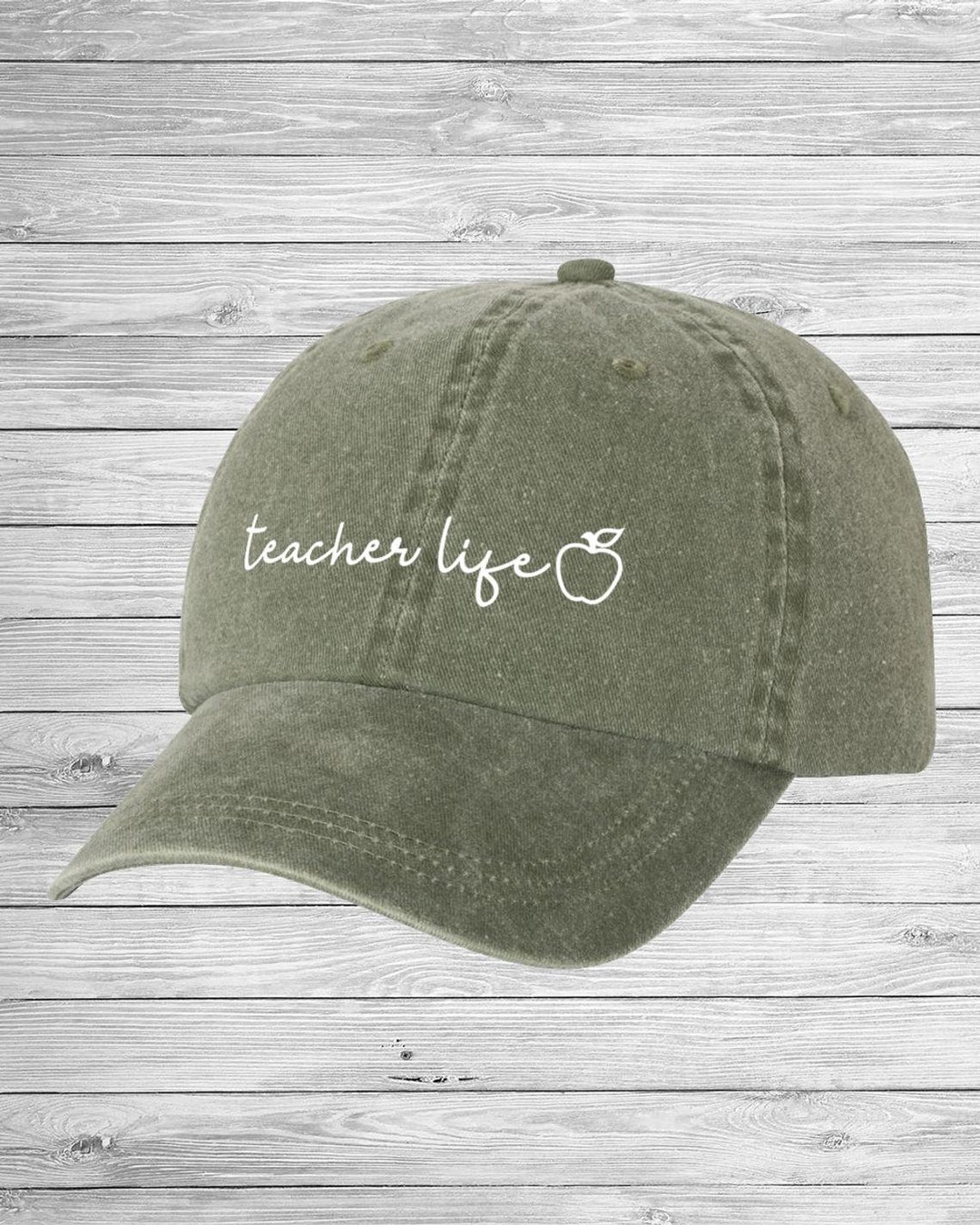 Teacher Life Apple Hat, Cotton Pigment Dyed Strapback - Etsy