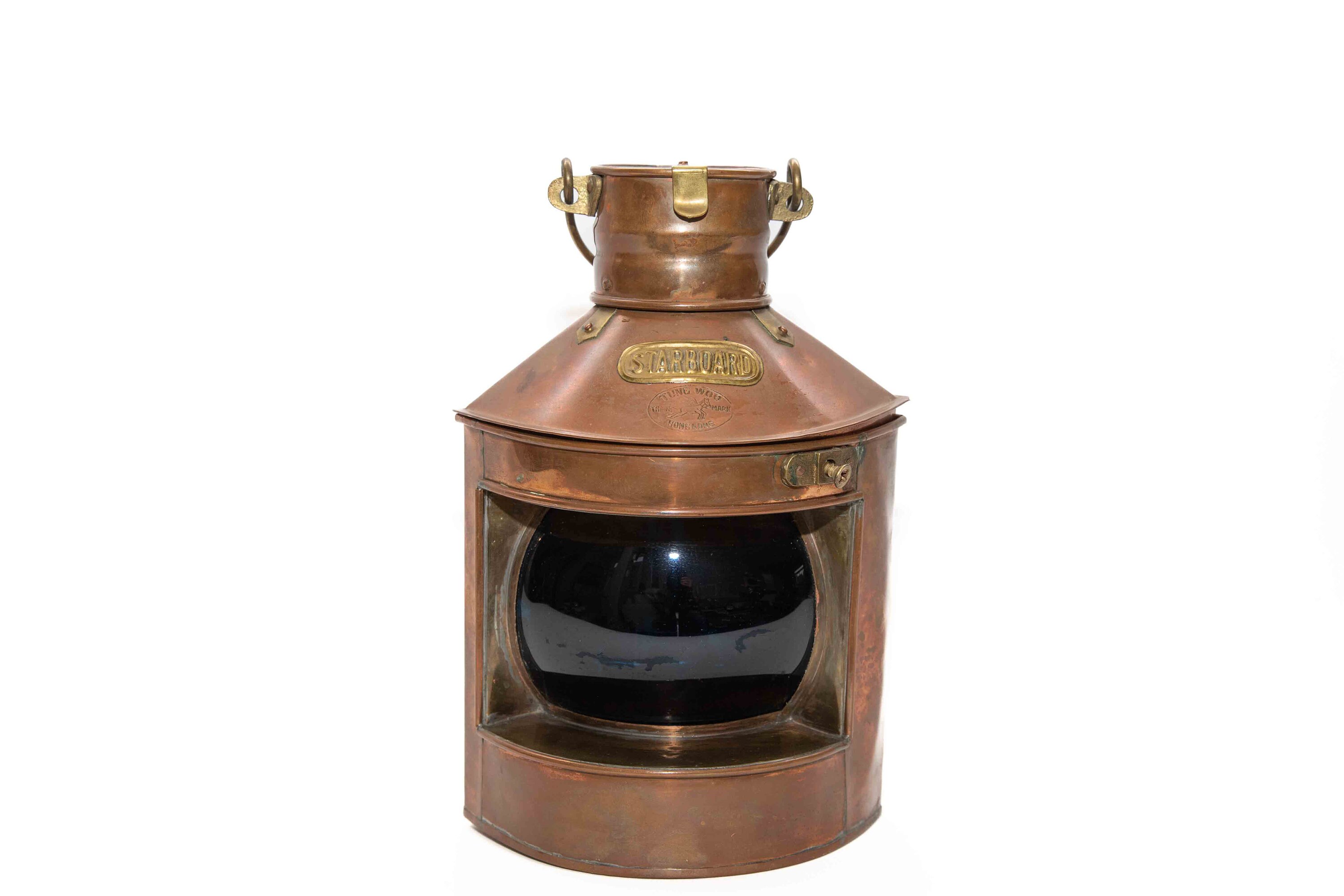 Tung Woo Copper Nautical Ship Lantern From the Early 1900's starboard ...