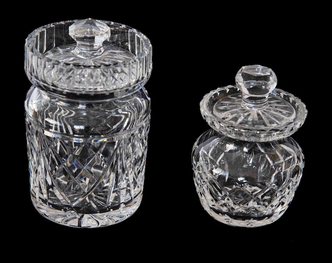 Vintage Waterford Crystal Lismore Jam or Honey Jar and Irish Crystal Condiment Server Jar ...