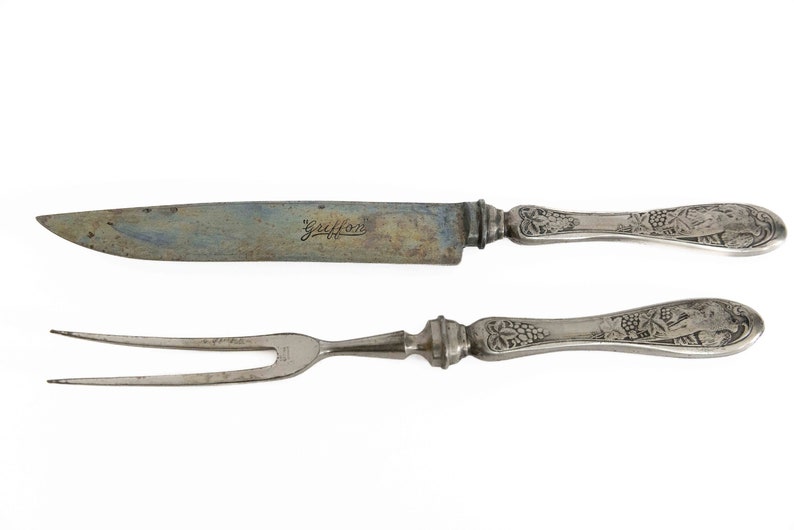 Antique Griffon Cutlery Works Germany Silver Plate Carving Fork and ...
