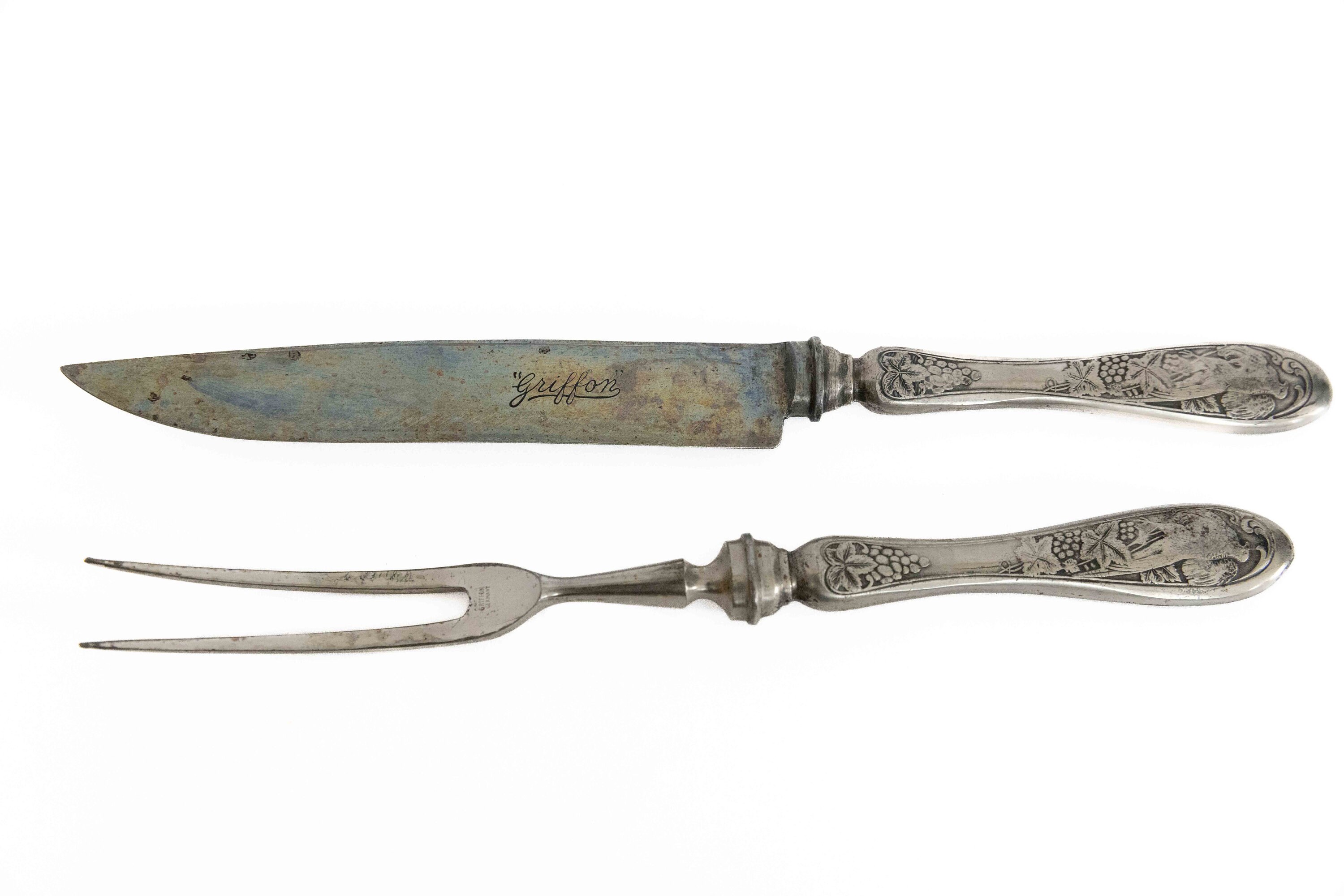 Antique Griffon Cutlery Works Germany Silver Plate Carving Fork and ...