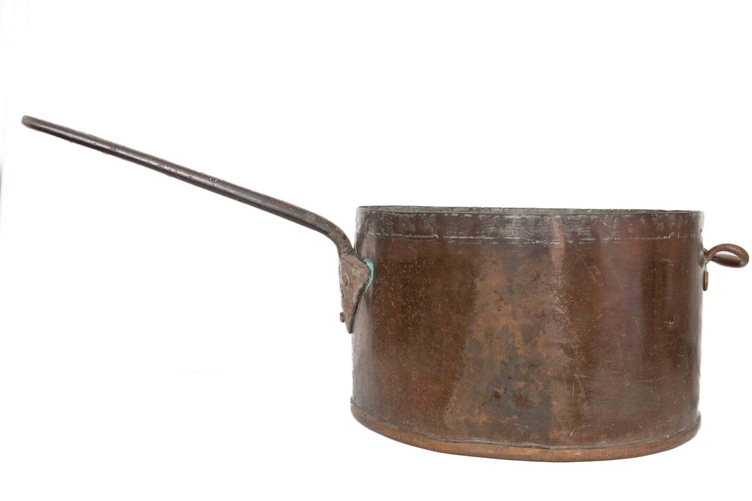 Antique/vintage HUGE Copper Pot With Large Iron Handle and Copper ...