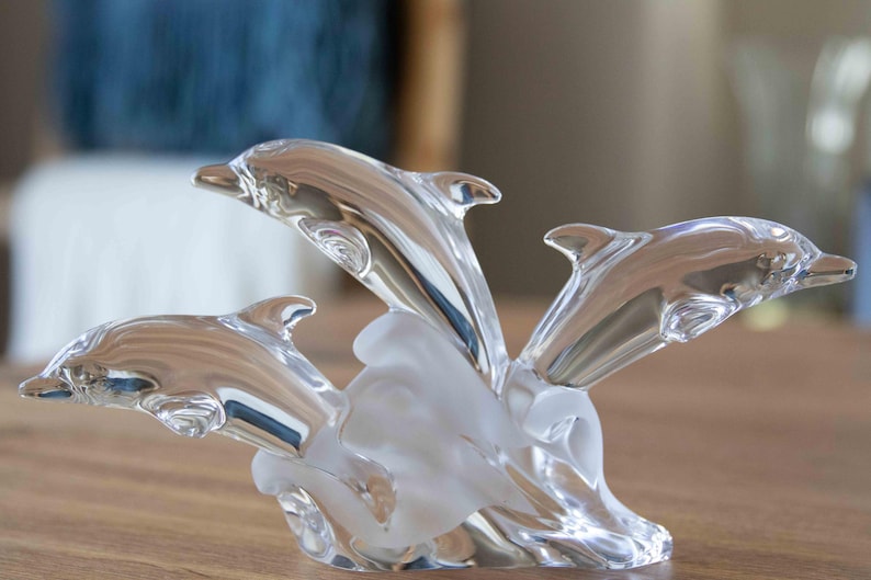 Vintage German Lead Crystal Triple Dolphin Sculpture by Bleikristall ...