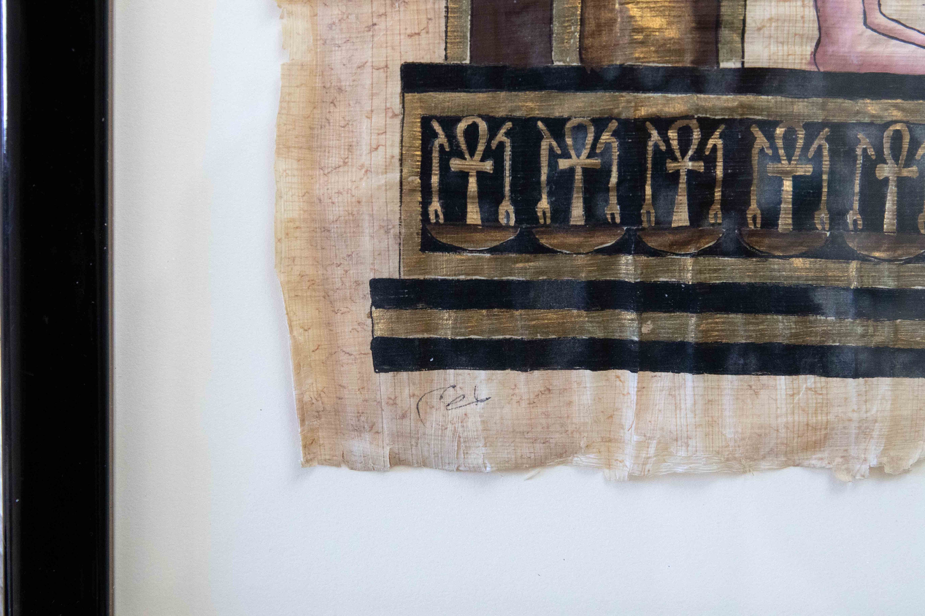 Vintage Egyptian Papyrus Painting Signed Artist Ra Sun God Hieroglyphic ...