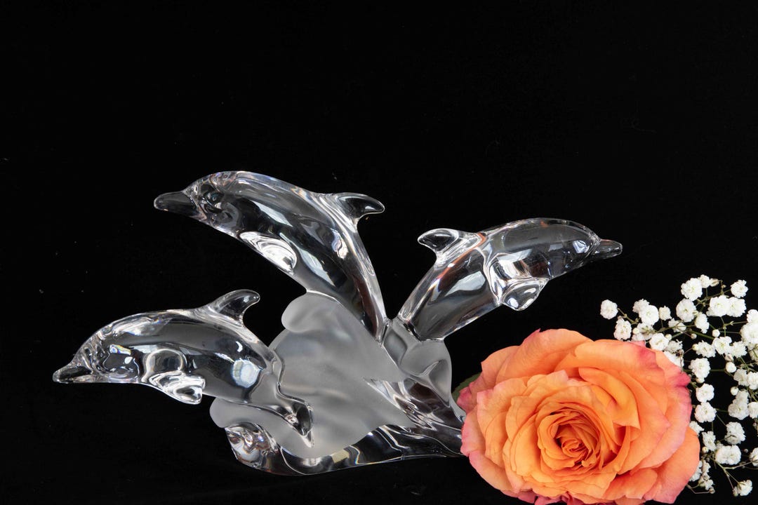 Vintage German Lead Crystal Triple Dolphin Sculpture by Bleikristall ...