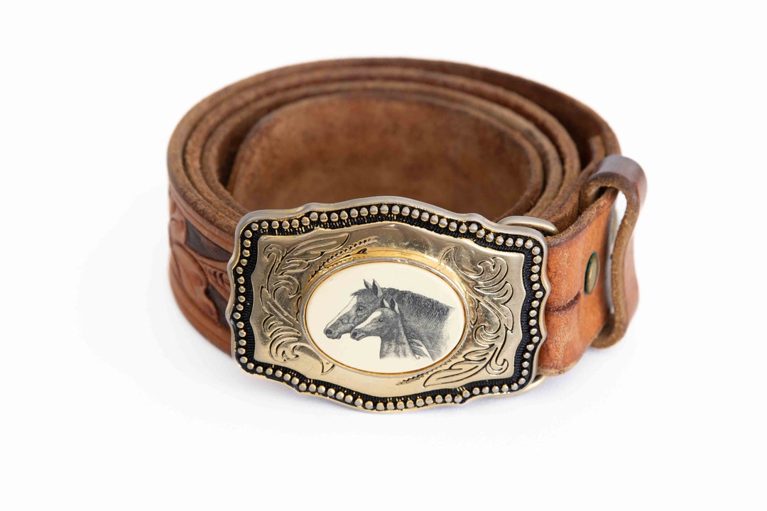 Vintage Hand Tooled Western Belt by the Renowned Saddle Maker Chas ...