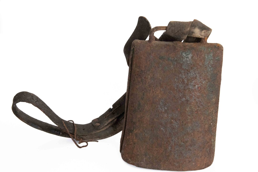 Antique Large Cowbell With Leather Collar/strap Primitive - Etsy