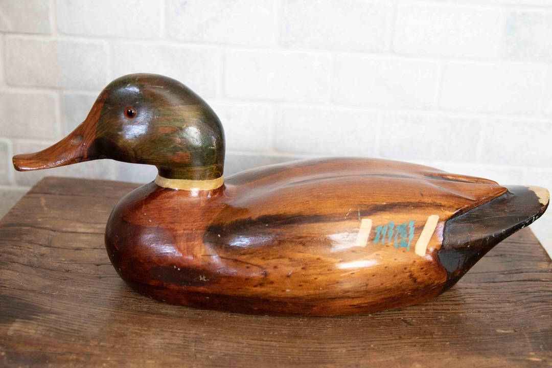 Tom Taber Mallard Decoy Handmade/hand Carved Wooden Duck 1980 337 ...