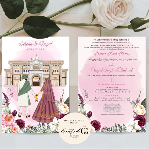 Sikh Invitation Card Template - Etsy