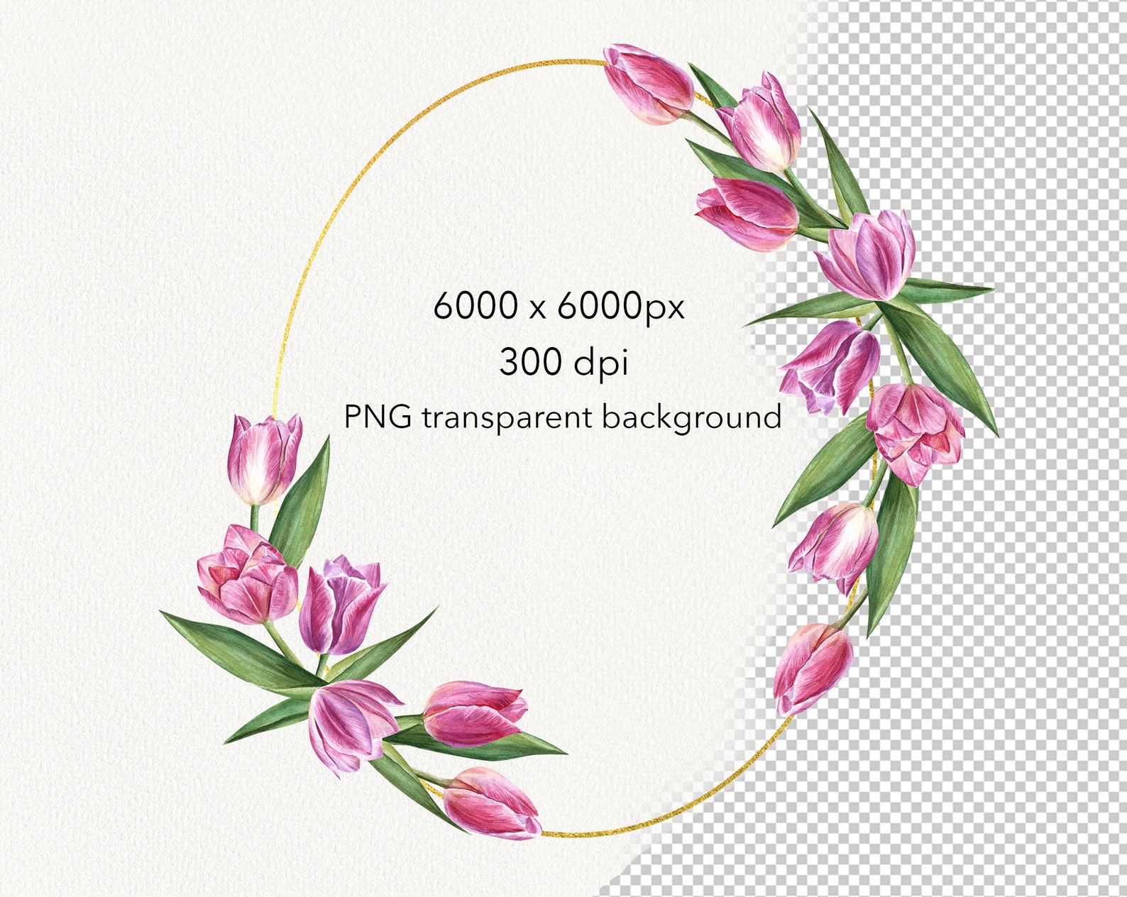 Watercolor Tulips Wreath Clipart. Flower tulips wreath floral | Etsy