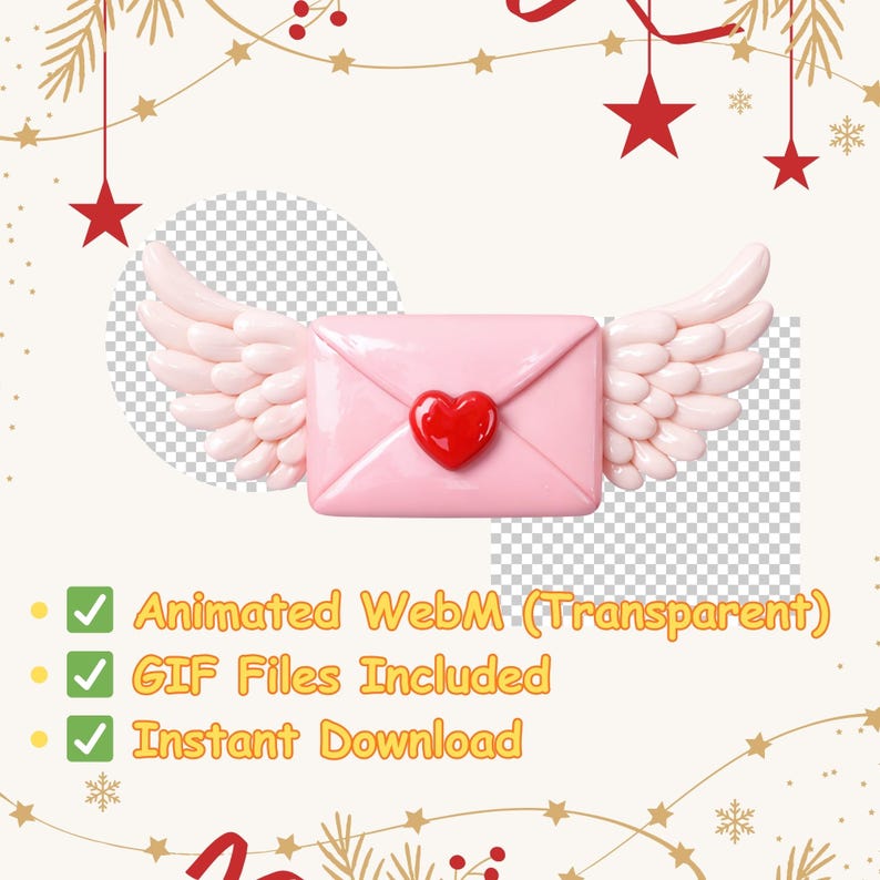 Animated Love Letter Flying Heart, Valentine Alert GIF (digital ...