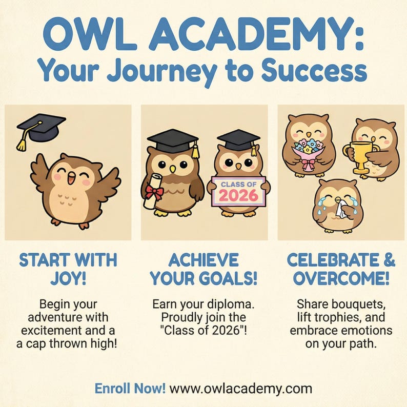 Graduation Owl Clipart Bundle, Congrats Class of 2026, Kawaii PNG (30 ...