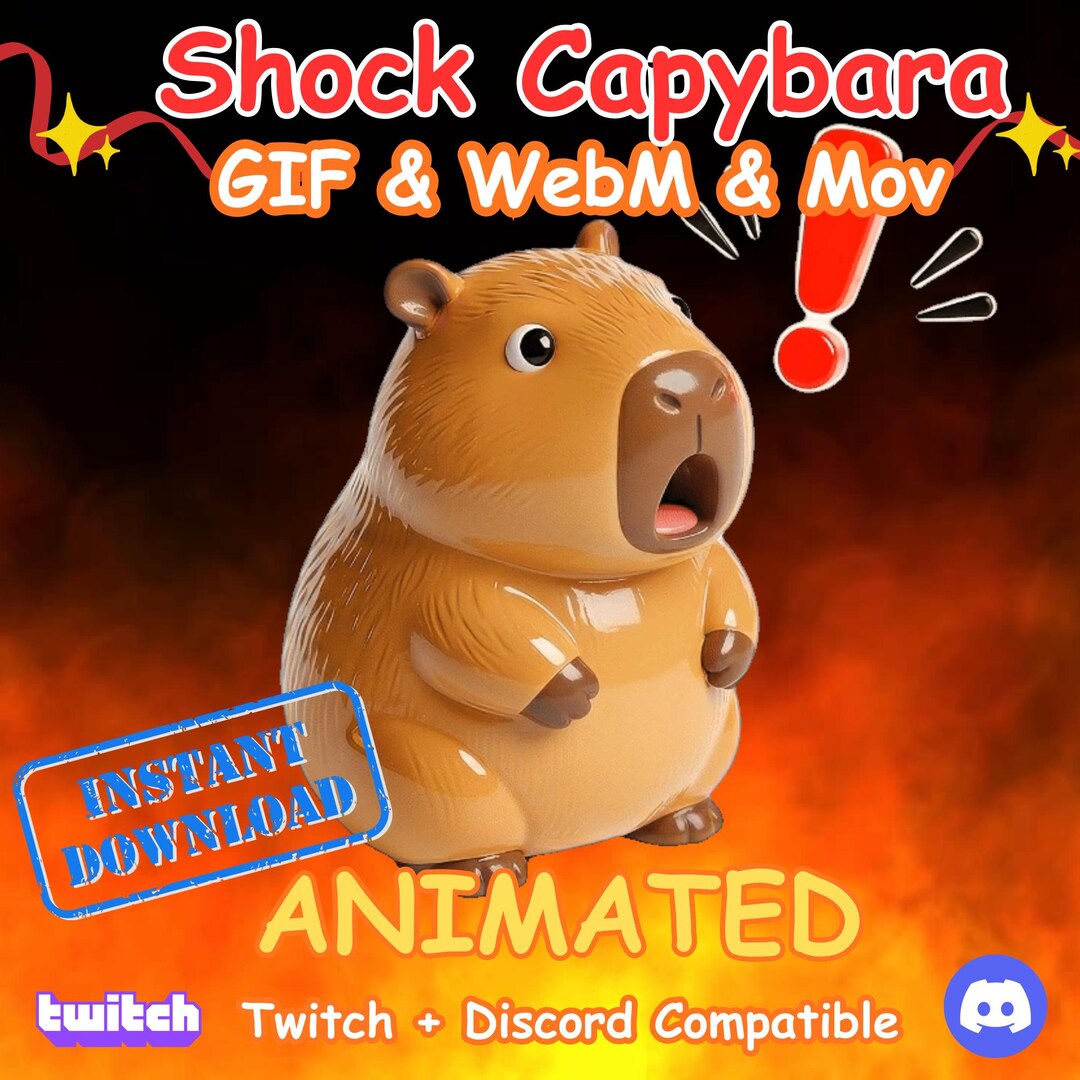 Animated Shock Capybara Stream Overlay, 3D Surprised Emote Video ...