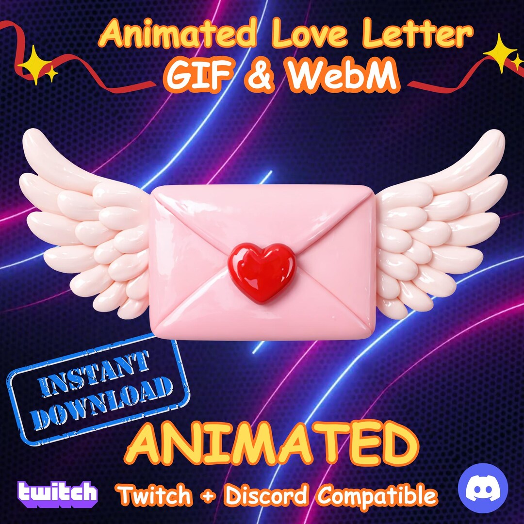 Animated Love Letter Flying Heart, Valentine Alert GIF (digital ...