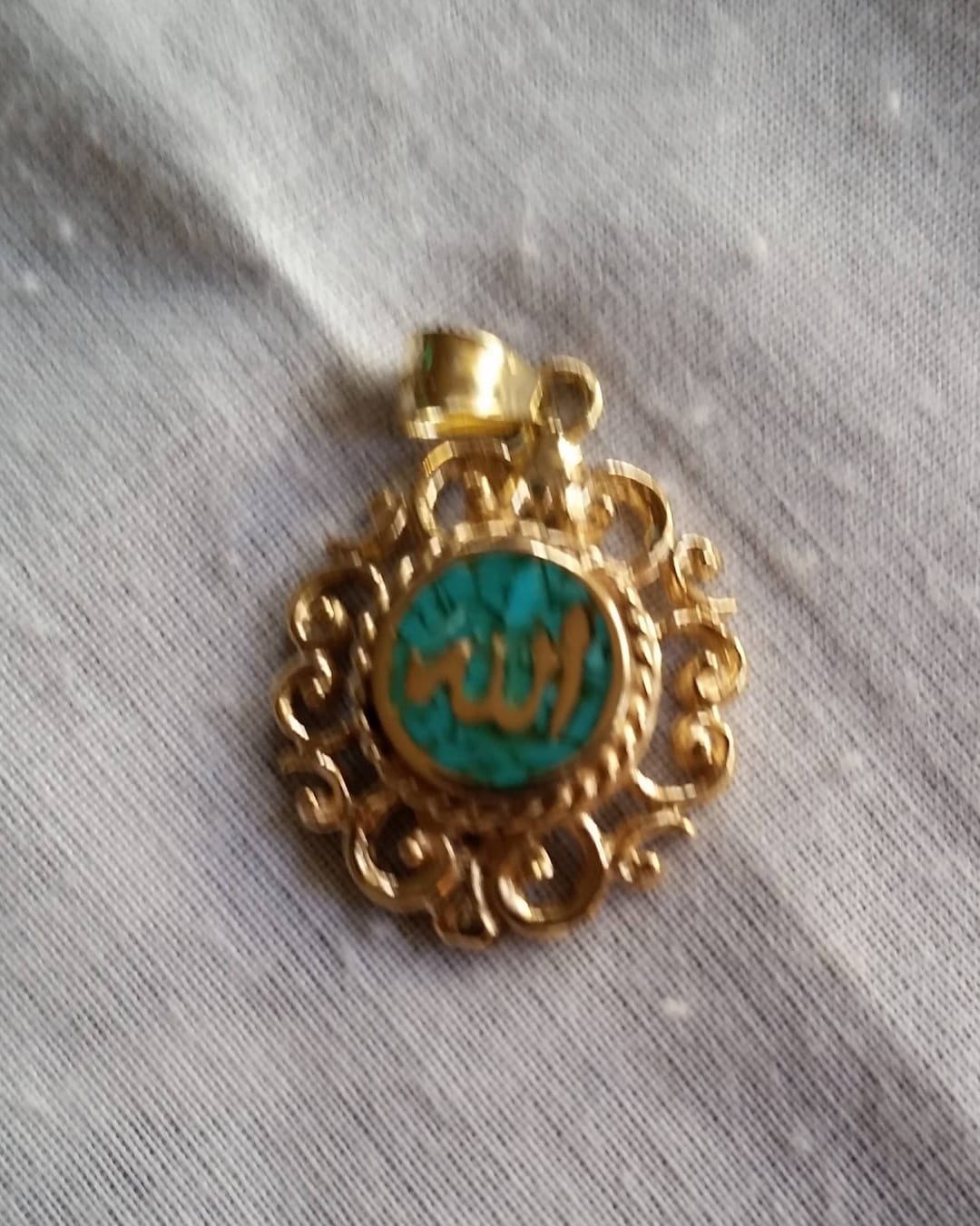 Allah Pendant With Turquoise Inlay in 14kt Gold - Etsy